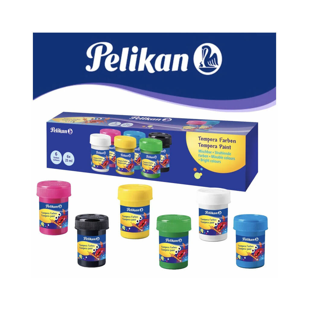 Guašas Tempera PELIKAN, 25ml x 6 – Parduotuvė „Plunksna“